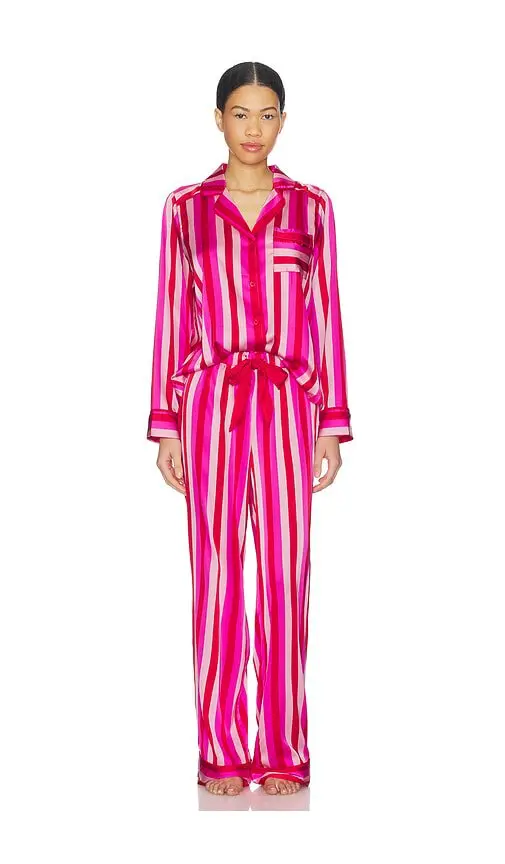Beach Riot Livy & Connie Pj Set In Pink - Pink & Red Stripe