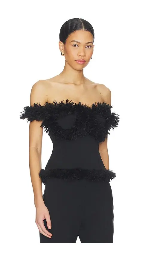 Lado Bokuchava Off-the-shoulder Corset With Faux Fur Trim