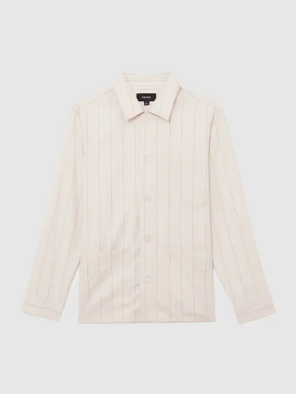 REISS Benson Pinstripe Button-through Overshirt