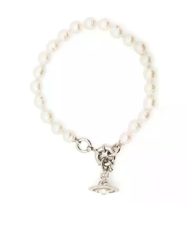 VIVIENNE WESTWOOD Logo-charm Pearl Bracelet - Neutrals