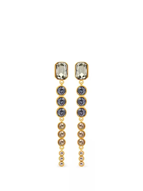 Oscar De La Renta Crystal Embellished Drop Earrings - Gold
