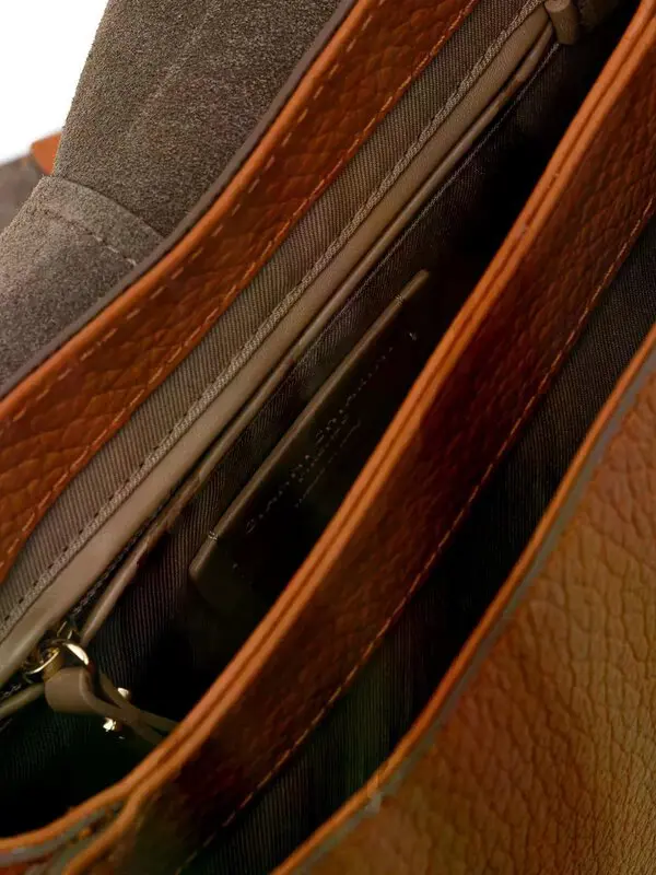 GIANNI CHIARINI Helena Round Flap Satchel - Brown