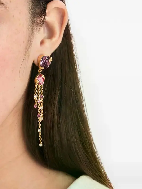 Oscar De La Renta Drop Chain Embellishment Earrings