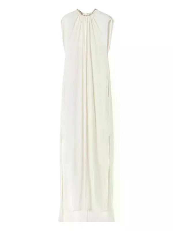 LANVIN Embellished-neck Gathered Maxi Dress