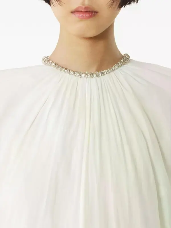 LANVIN Embellished-neck Gathered Maxi Dress