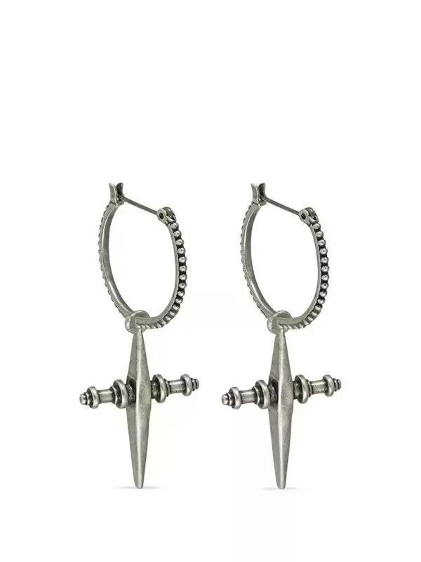 LUV AJ Cross Hoop Earrings - Silver
