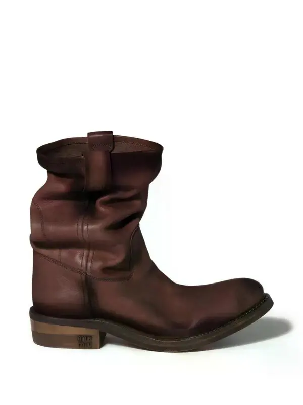 Miu Miu Slouchy Block-heel Boots - Brown