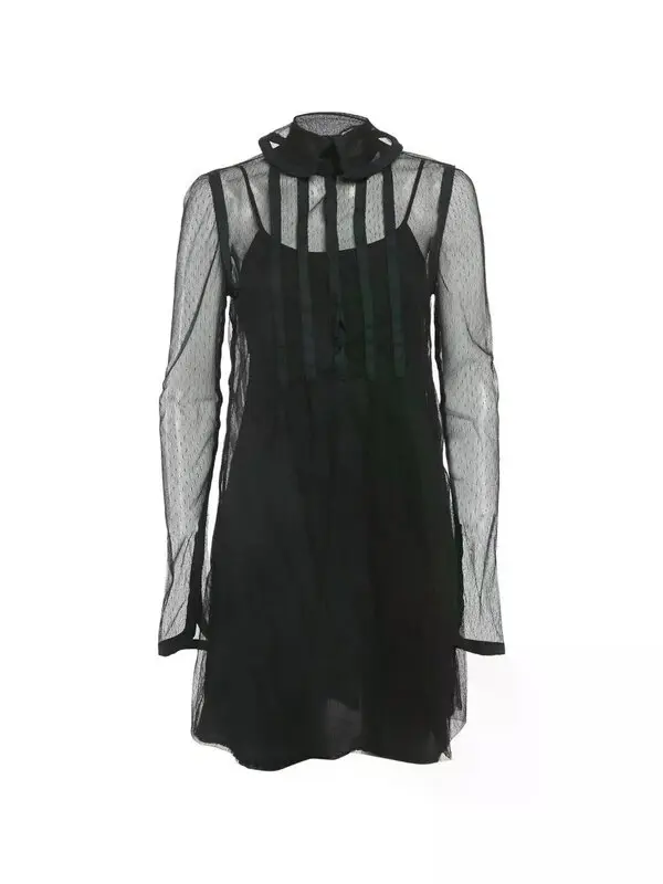 Fendi Mesh Long-sleeve Mini Dress