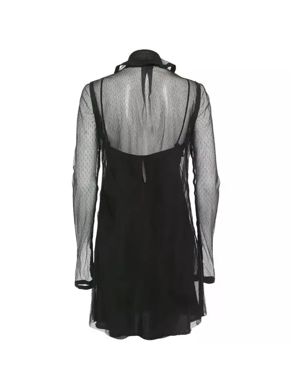 Fendi Mesh Long-sleeve Mini Dress