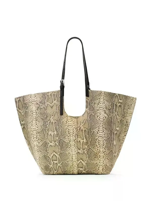 ALLSAINTS Ara Snakeskin Buckle Tote Bag