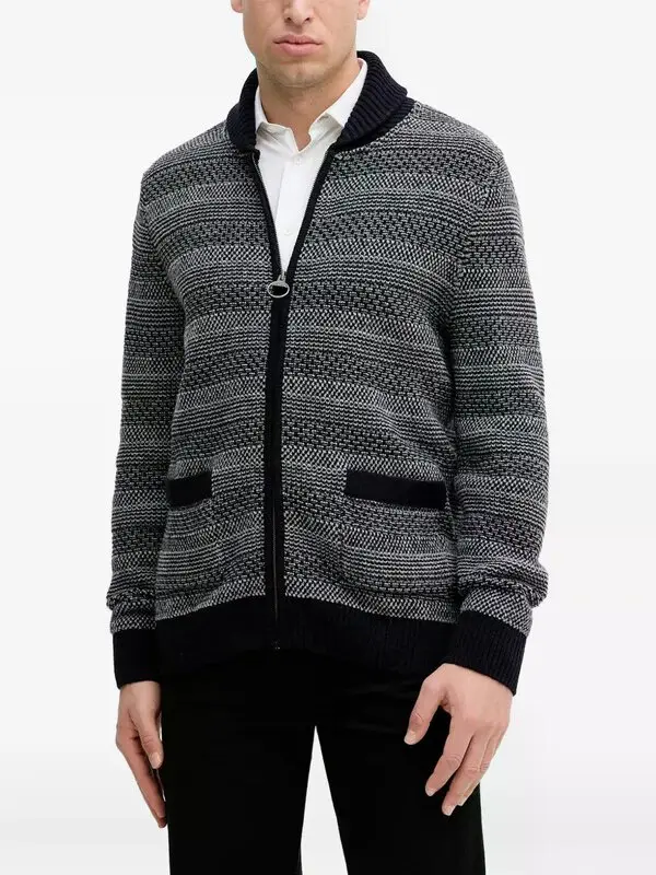 Barbour Knitted Cardigan With Zipped Pockets - Blue