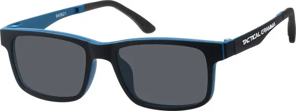 Zenni Rectangle Full Rim Frame Glasses With Snap-on Sunlens - Black