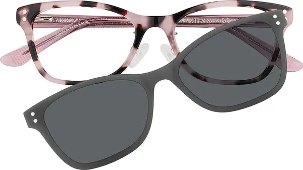 Zenni Rectangle Glasses With Snap-on Sunlens - Pink