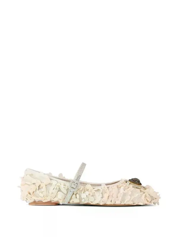 Kurt Geiger Floral Buckle Strap Ballet Flats - Neutrals