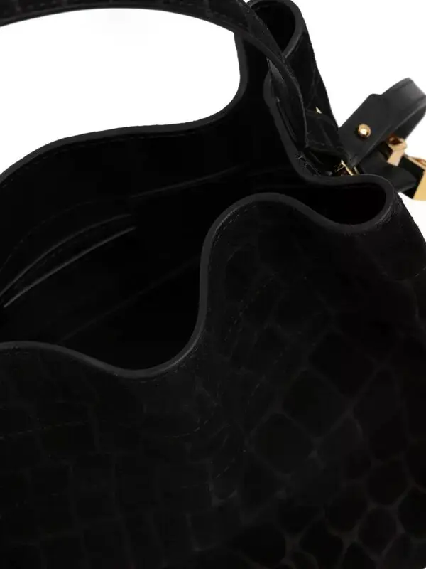 Elisabetta Franchi Croc-effect Suede Tote Bag - Black