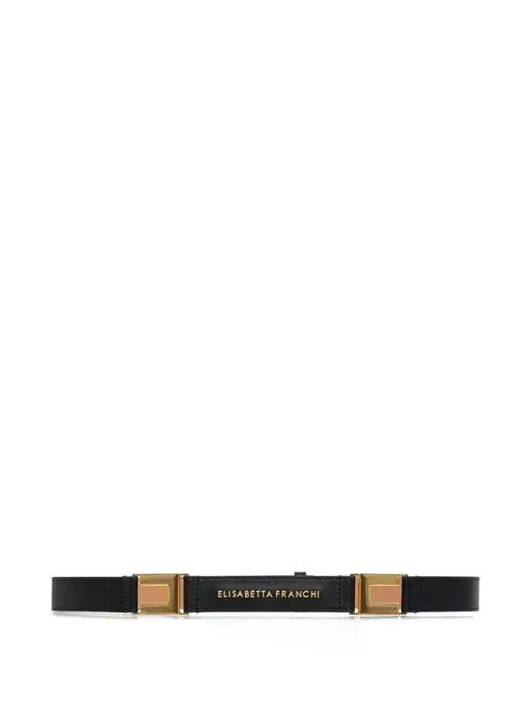 Elisabetta Franchi Leather Logo Belt - Black