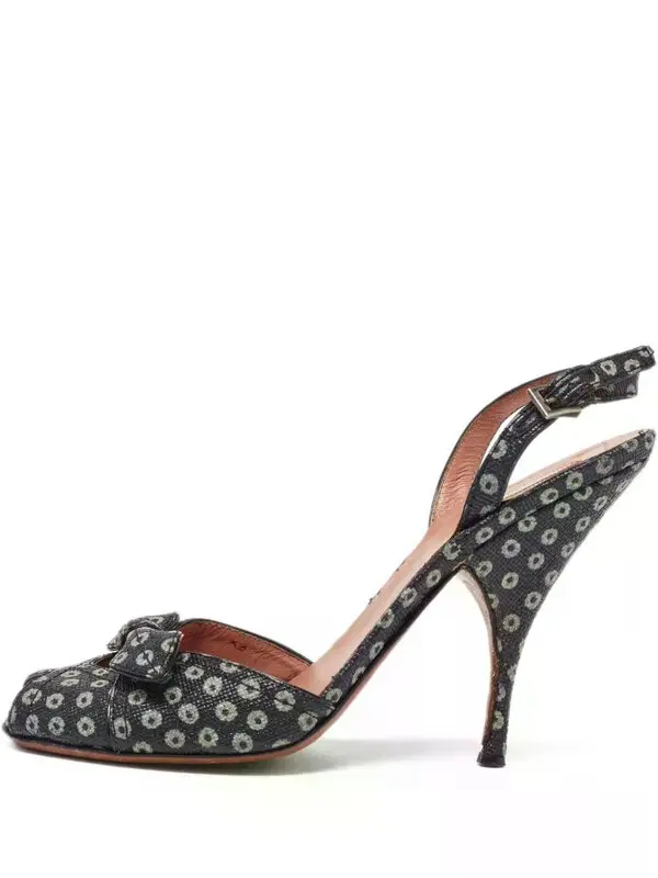 Alaïa 120mm Polka Dot Print Raffia Slingback Sandals
