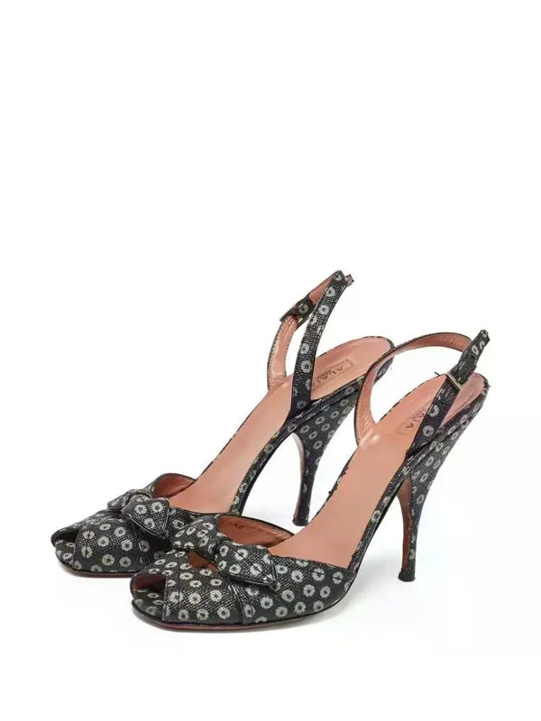 Alaïa 120mm Polka Dot Print Raffia Slingback Sandals