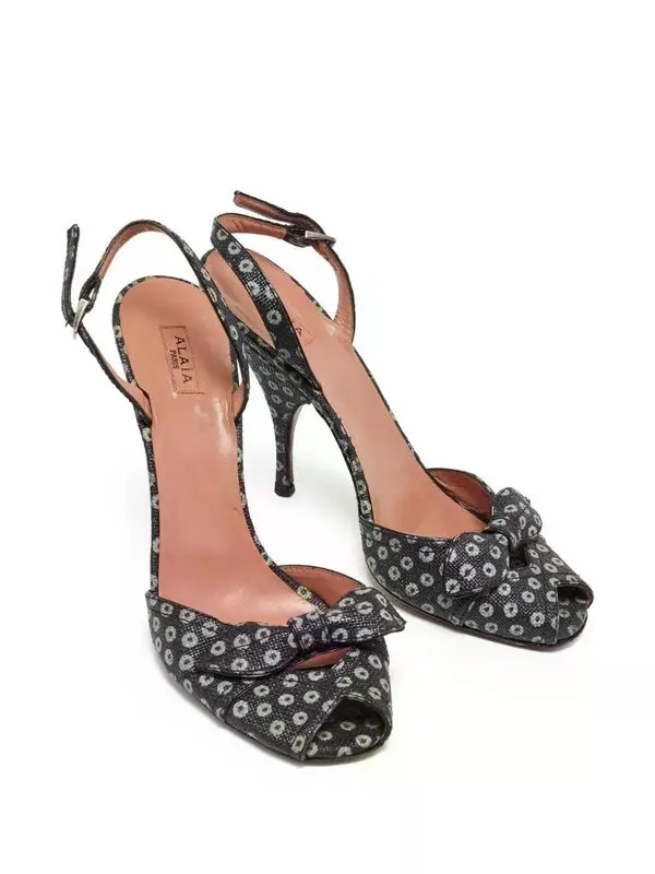 Alaïa 120mm Polka Dot Print Raffia Slingback Sandals