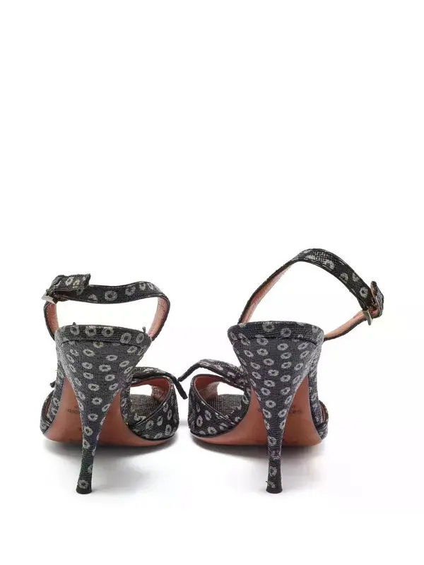 Alaïa 120mm Polka Dot Print Raffia Slingback Sandals