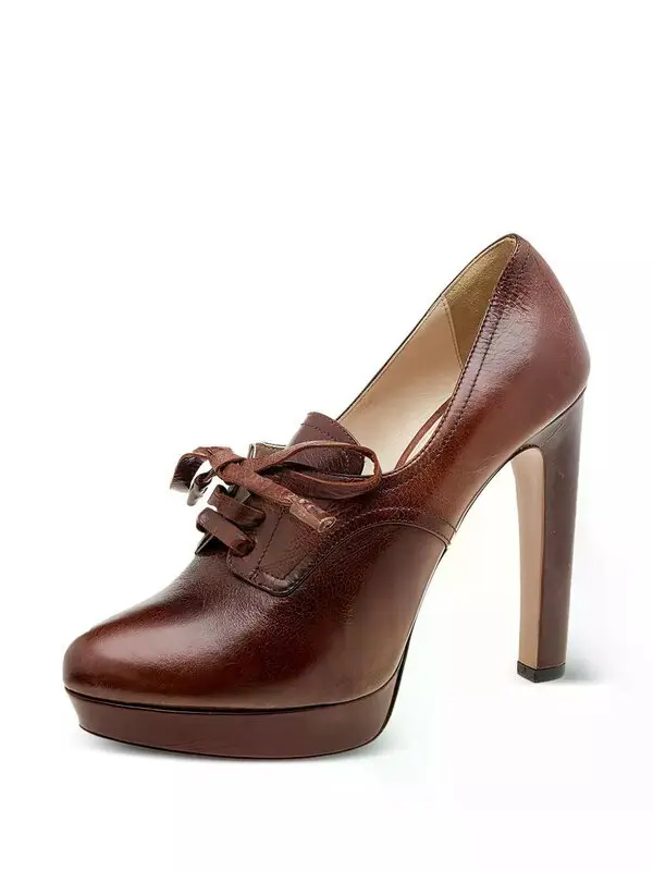 Prada Leather Lace-up High Heel Booties
