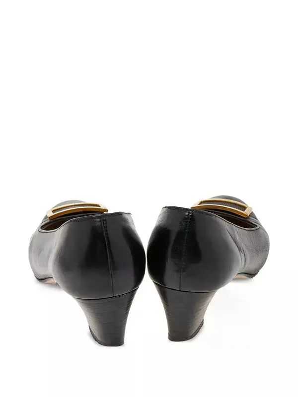 FERRAGAMO 45mm Leather Pumps With Gold-tone Buckle Detail