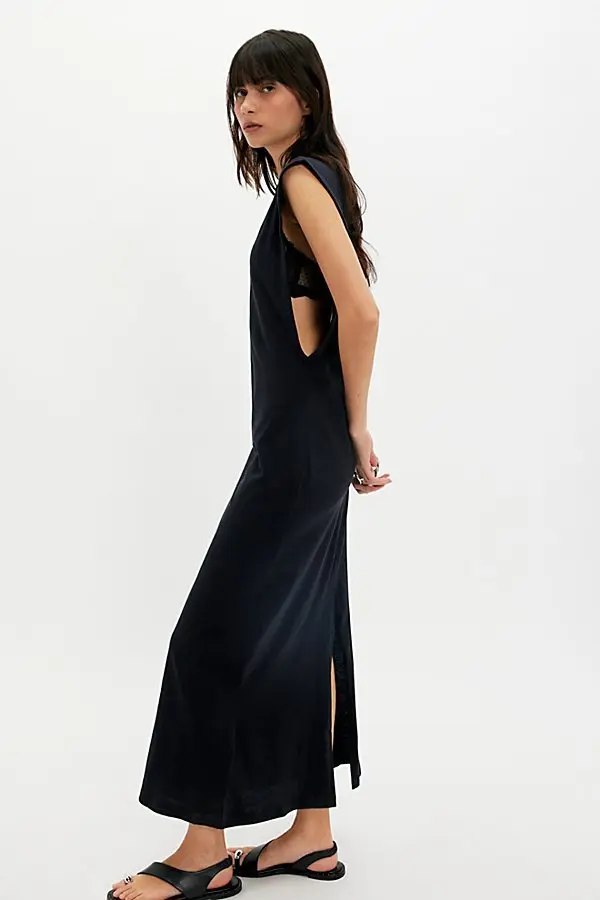 Free People Drift Street Cotton-jersey Maxi Dress - Black