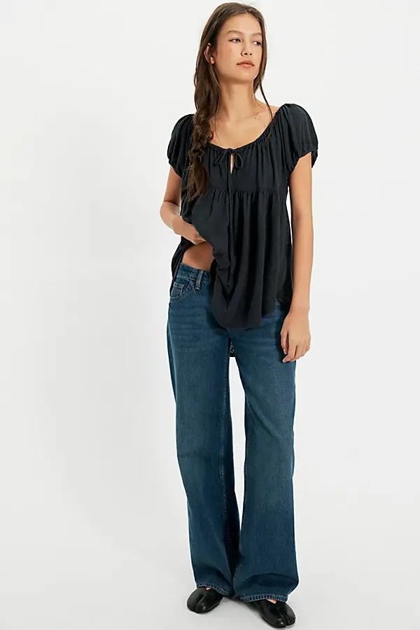 Free People We The Free Bella Babydoll Top - Black