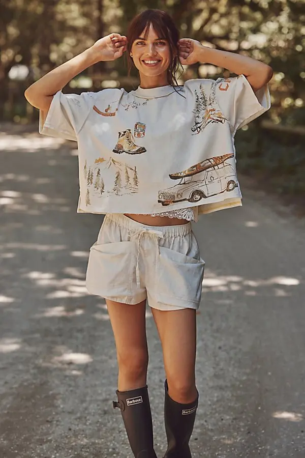 Free People Mountain View Graphic Tee - Ivory Combo