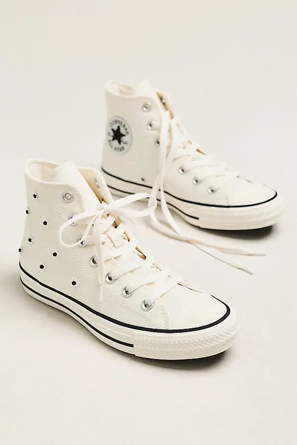CONVERSE Chuck Taylor All Star Beaded High Top Sneakers - Egret/black/egret