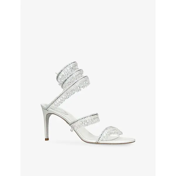 Rene Caovilla Chandelier 80 Satin Heeled Sandals - White