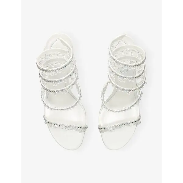 Rene Caovilla Chandelier 80 Satin Heeled Sandals - White