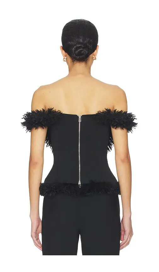 Lado Bokuchava Off-the-shoulder Faux Fur Trim Corset