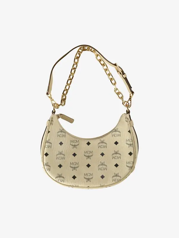 Mcm Aren Vi Small Hobo Bag - Beige/black