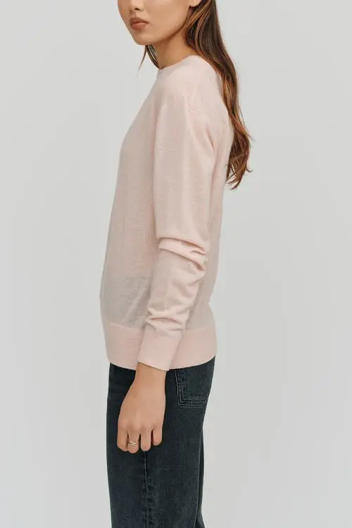 KATHRYN MCCARRON Marguerite Paper Thin Cashmere Sweater - Blush