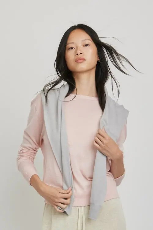 KATHRYN MCCARRON Marguerite Paper Thin Cashmere Sweater - Blush