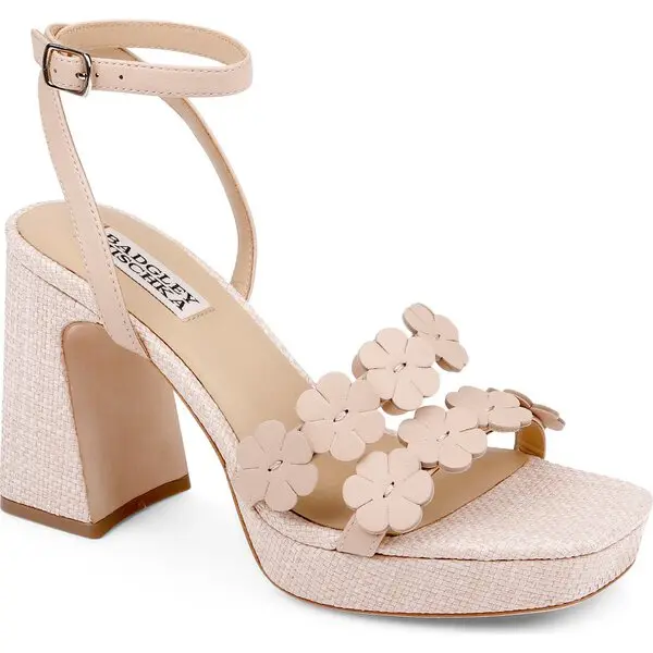 Badgley Mischka Waverly Platform Sandals - Beige Leather