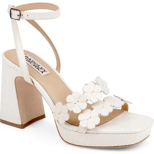 Badgley Mischka Waverly Platform Sandals - Cream Leather
