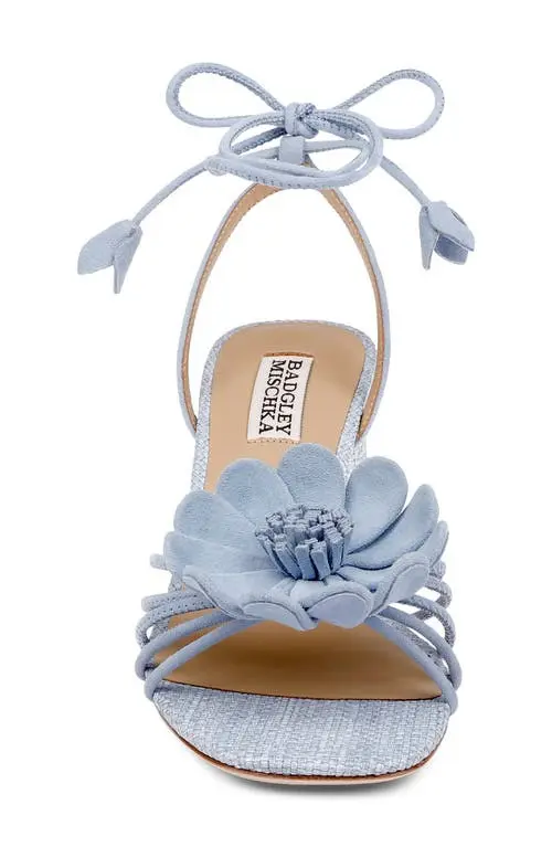 Badgley Mischka Wallflower Ankle Wrap Sandal - Aqua Suede
