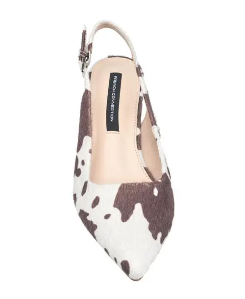 French Connection Quinn Cowprint Slingback Heel - Brown