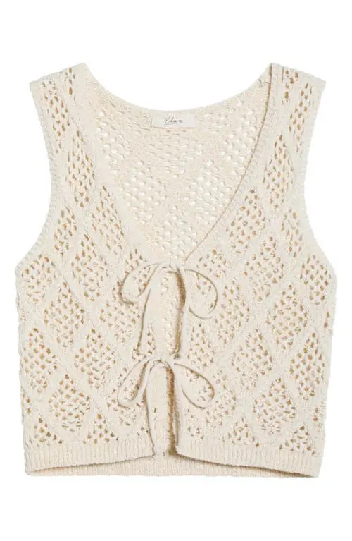 Elan Open Stitch Cotton Blend Cover-up Vest - Natural