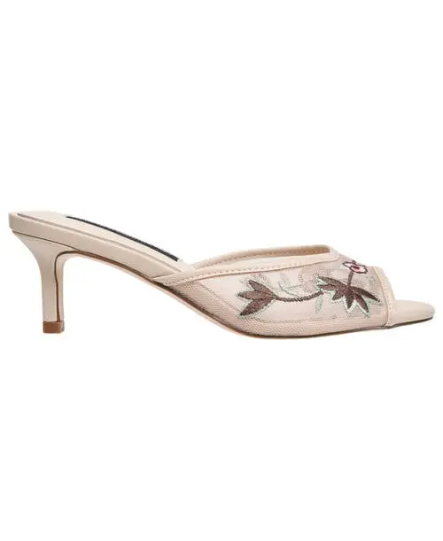 French Connection Louvisa Embroidered Kitten Heel