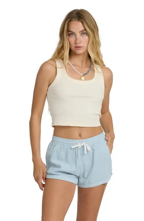 BILLABONG Drawstring Dolphin Hem Shorts - Washed Chambray