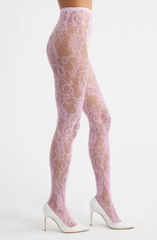 HIGH HEEL JUNGLE Floral Lace Tights - Pink