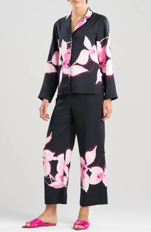 Natori Orchida Floral Pajamas - Black