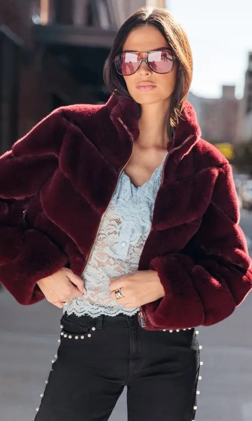 Generation Love Brianna Faux Fur Jacket - Red