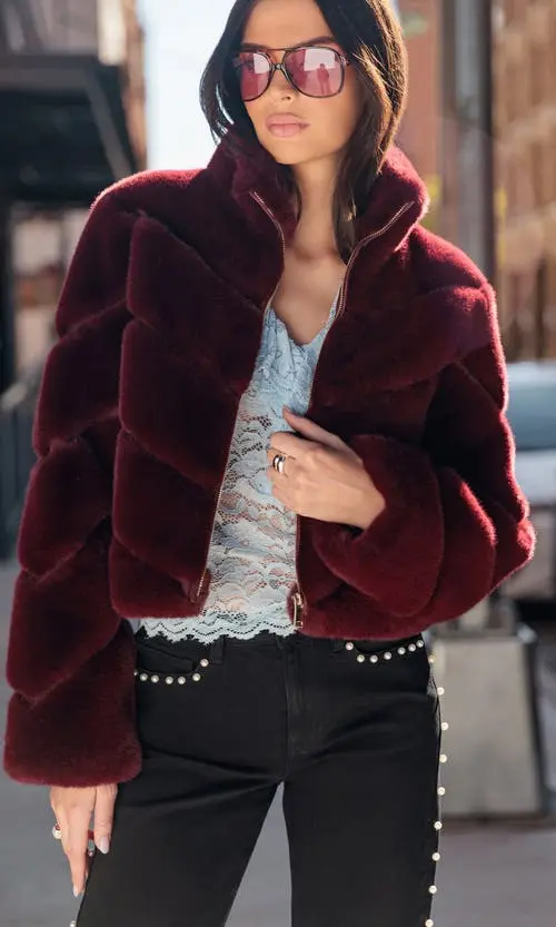 Generation Love Brianna Faux Fur Jacket - Red