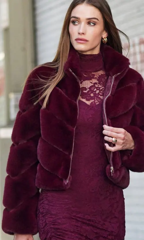 Generation Love Brianna Faux Fur Jacket - Red