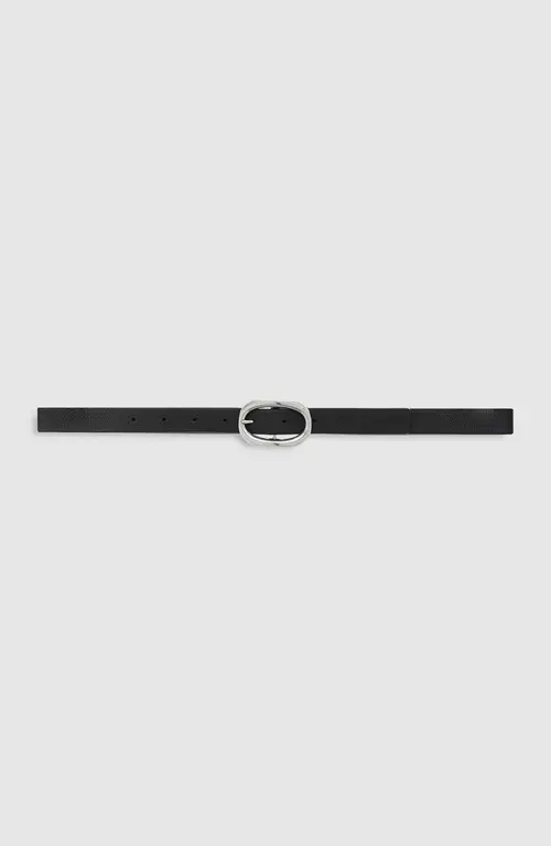 ANINE BING Small Signature Link Leather Belt - Black Pebbled