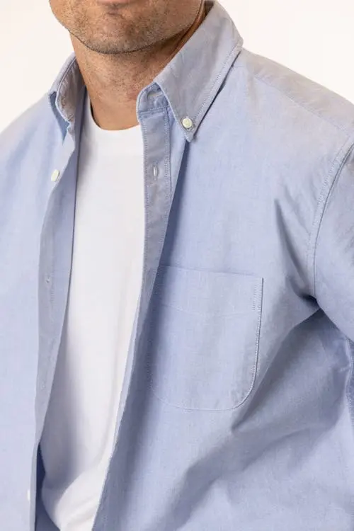 VOTTERA Organic Cotton Oxford Shirt - Light Blue